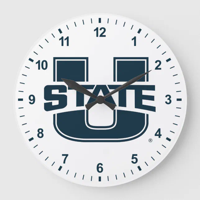 Utah State University Blue Logo Large Clock | Zazzle