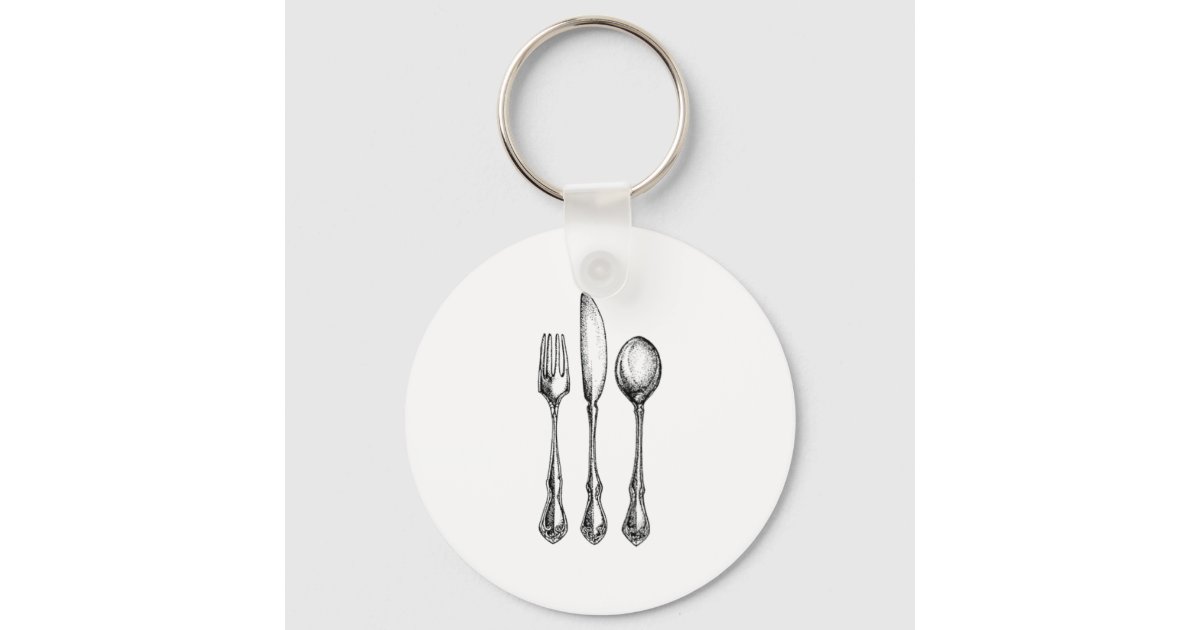 UTENSILS... KNIFE, FORK, SPOON KEYCHAIN | Zazzle