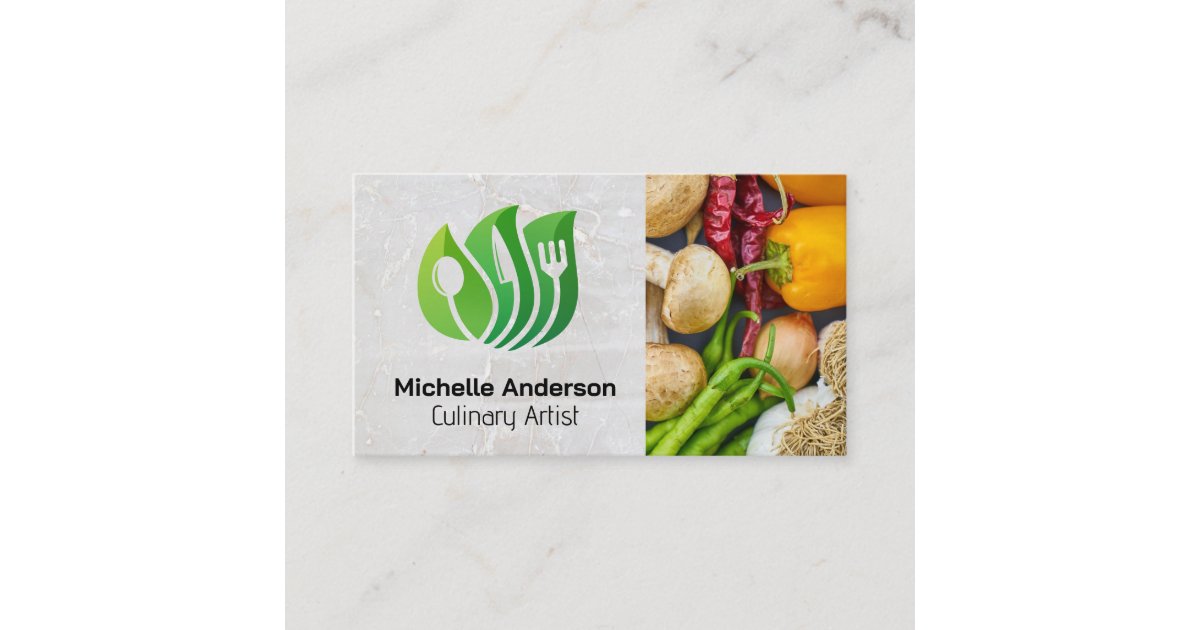 Utensils Natural Logo | Fresh Produce Business Card | Zazzle