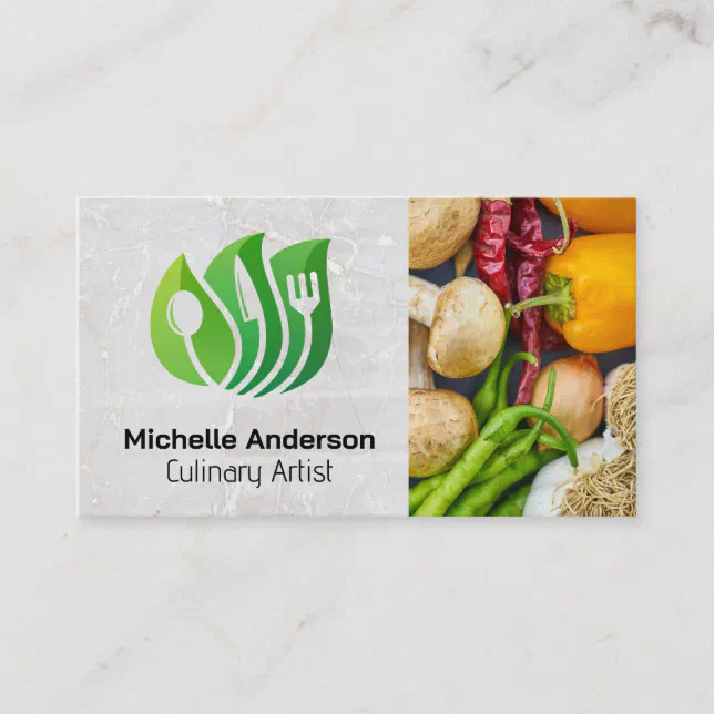 Utensils Natural Logo | Fresh Produce Business Card | Zazzle