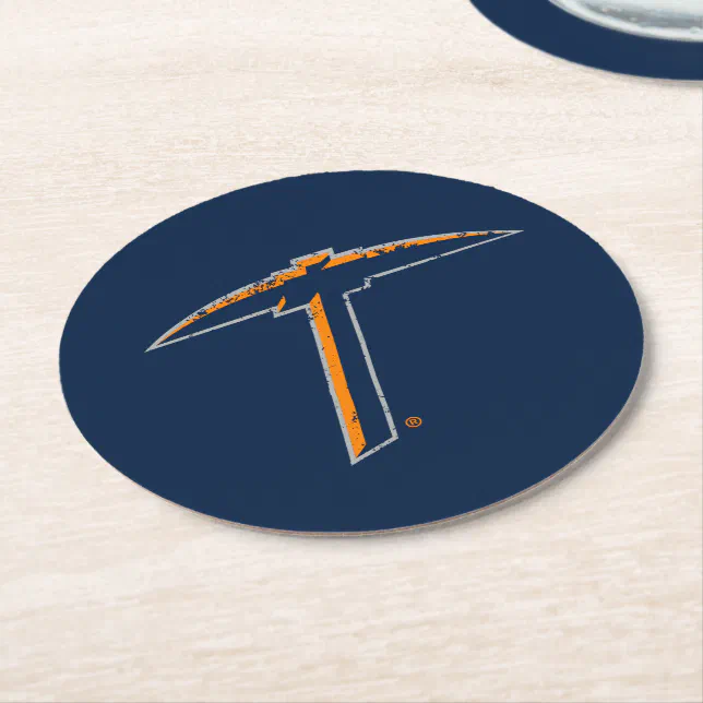 UTEP Pickaxe Round Paper Coaster | Zazzle