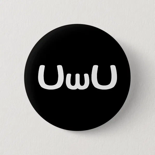 UwU Happy Anime Face Emoticon Button | Zazzle