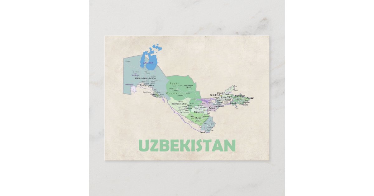 Uzbekistan country map postcard | Zazzle