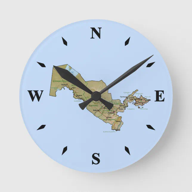 Uzbekistan Map Clock | Zazzle