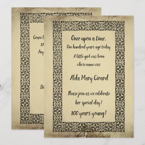 V2 Antique Storybook Centenarian 100th Birthday Card | Zazzle