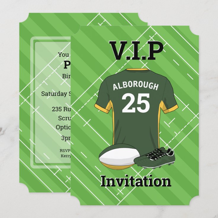 V.I.P Rugby (DGY) Birthday Party Invitation | Zazzle