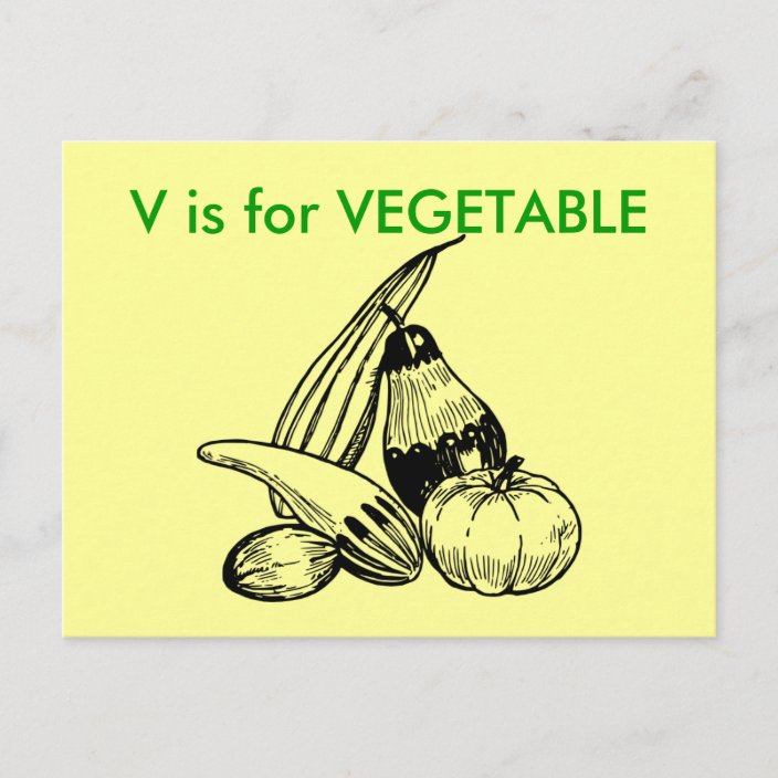 "V" is for Vegetable Alphabet Flashcard Postcard | Zazzle.com