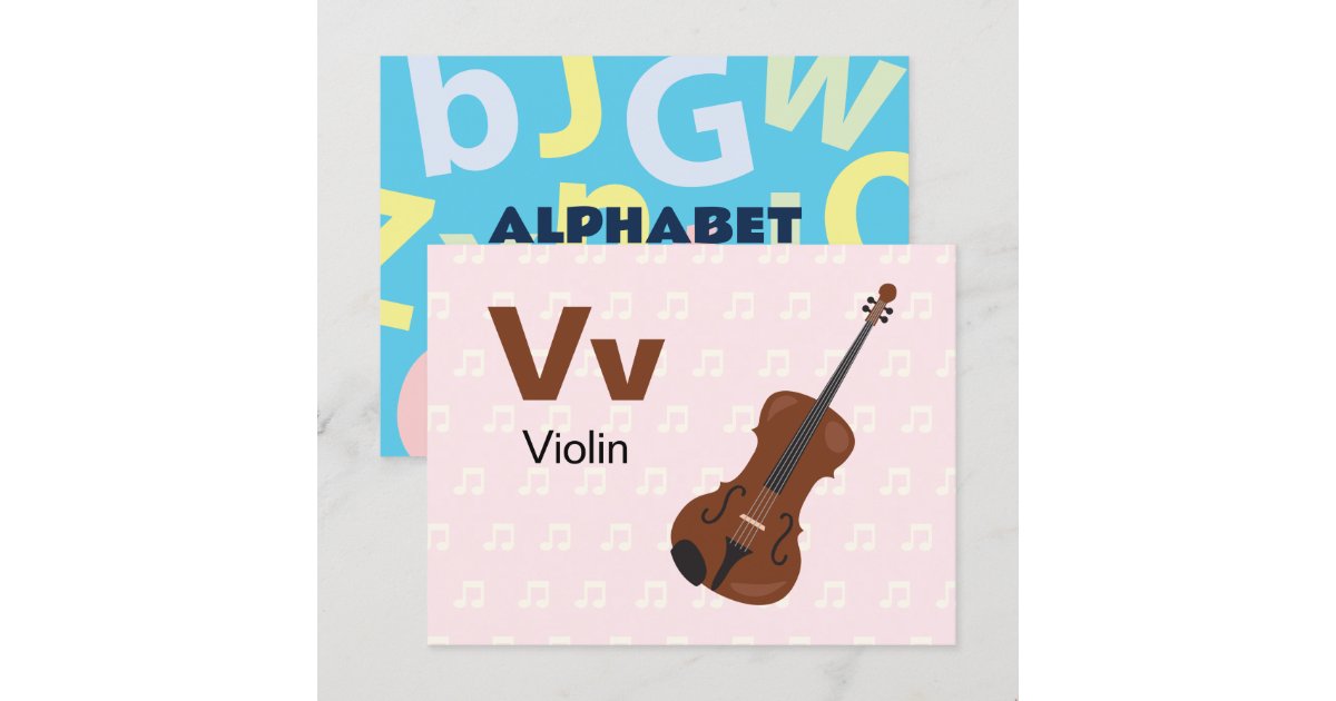 V is for Violin - Alphabet Flash Card | Zazzle