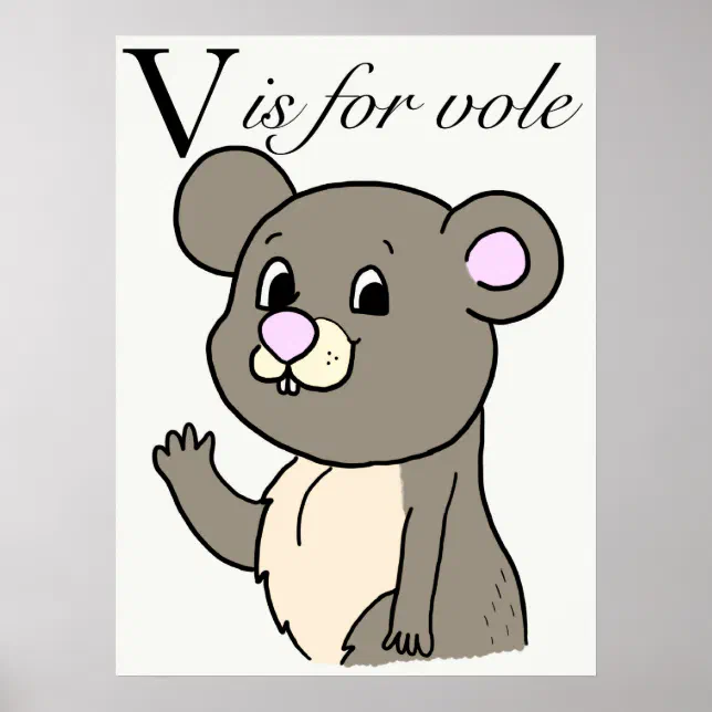 V is for vole poster | Zazzle