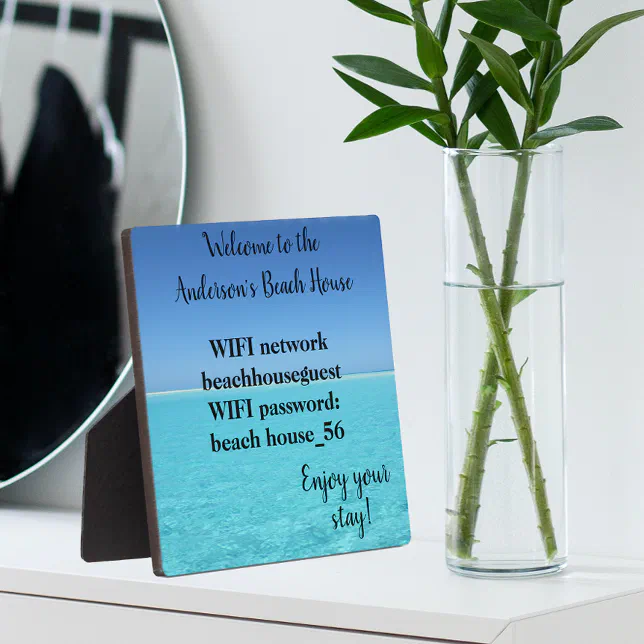 Vacation Beach Home WIFI information Password Plaque | Zazzle