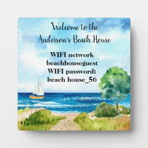 Vacation Beach Home WIFI Short term Rental Plaque | Zazzle