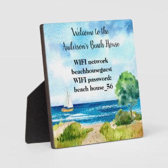 Vacation Beach Home WIFI Short term Rental Plaque | Zazzle