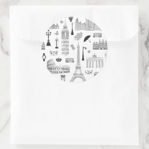 Vacation In Europe Pattern Classic Round Sticker | Zazzle
