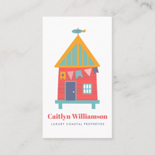 Vacation Real Estate Photo QR Code Fun Beach House Business Card | Zazzle