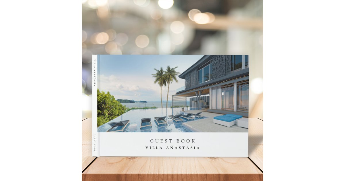 Vacation Rental Guest Feedback Elegant White Photo Guest Book | Zazzle