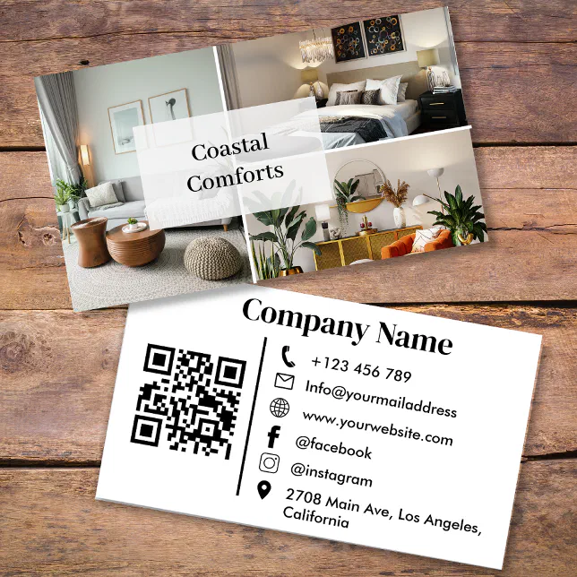 Vacation Rental Guest House QR Code Business Card | Zazzle