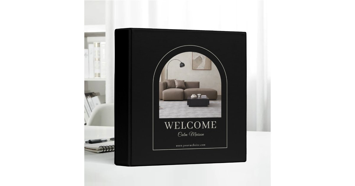 Vacation Rental Guest Minimalist Elegant Welcome 3 Ring Binder | Zazzle