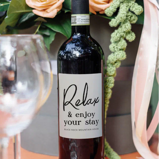 Vacation Rental Home Wine Thank You Gift Labels | Zazzle