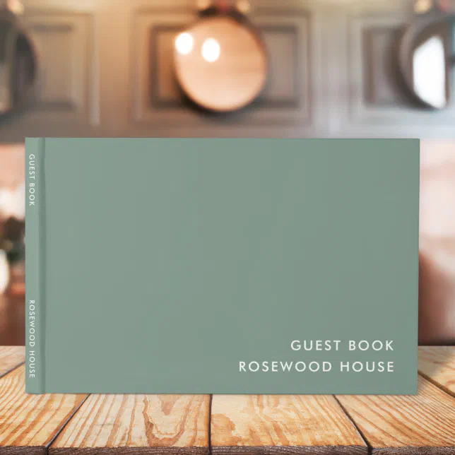 Vacation Rental | Minimalist Simple Sage Green Guest Book | Zazzle