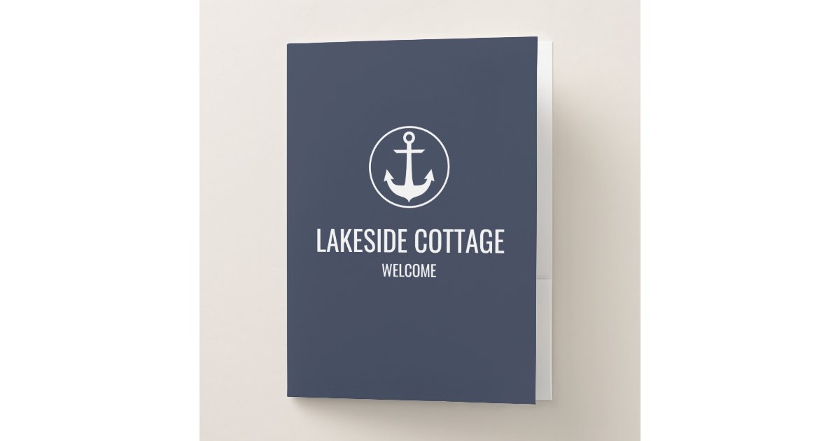 Vacation Rental Navy Anchor Nautical Airbnb Pocket Folder | Zazzle
