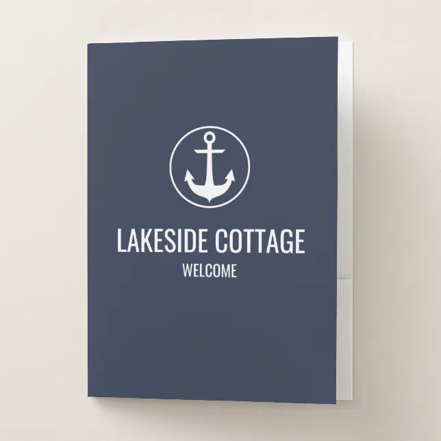 Vacation Rental Navy Anchor Nautical Airbnb Pocket Folder | Zazzle