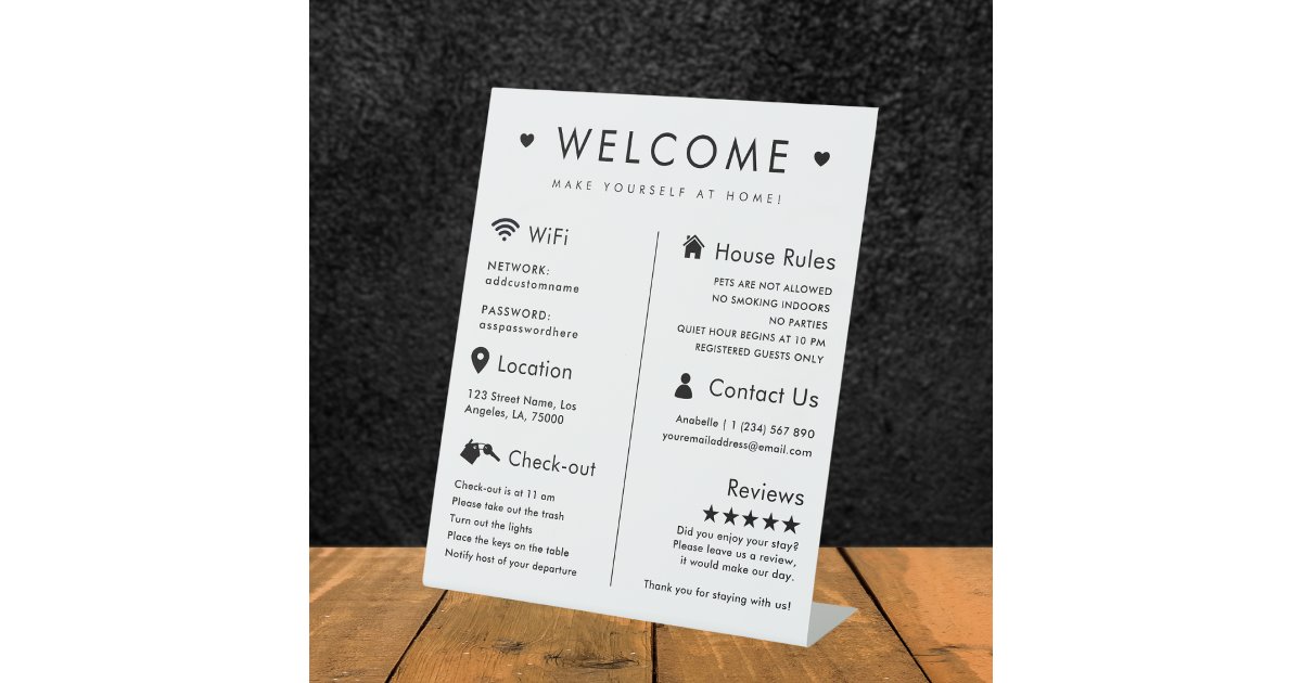 Vacation Rental Welcome Guest House Rules Sign | Zazzle