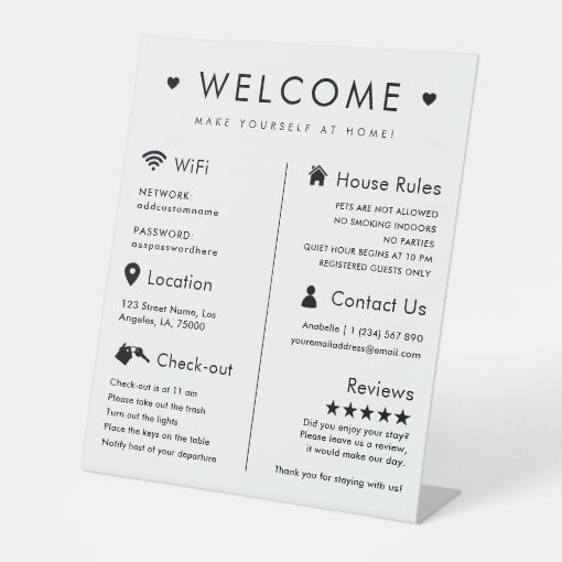 Vacation Rental Welcome Guest House Rules Sign | Zazzle