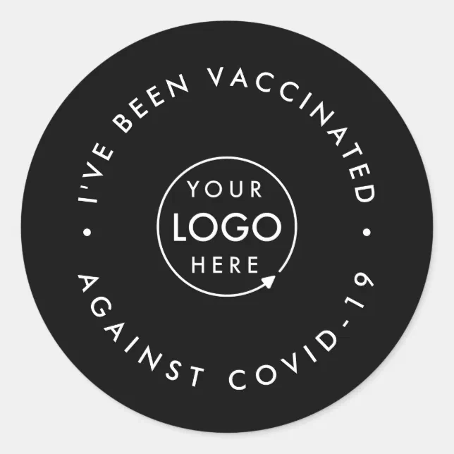 Vaccinated Business Logo | Staff Covid-19 Black Classic Round Sticker ...