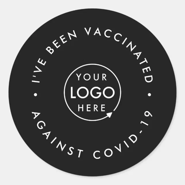 Vaccinated Business Logo | Staff Covid-19 Black Classic Round Sticker ...
