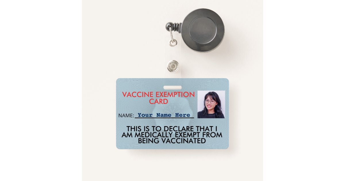 Vaccine Exemption Card ID Badge | Zazzle