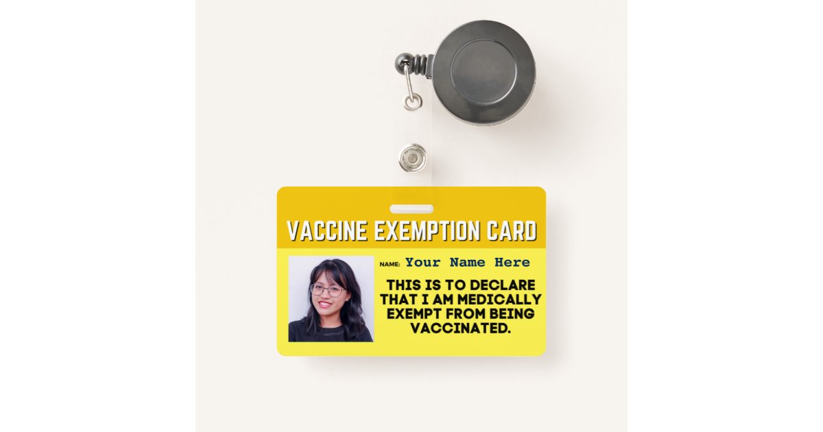 Vaccine Medical Exemption Card ID Badge Zazzle Vaccine Medical Exemption Card ID Badge Zazzle