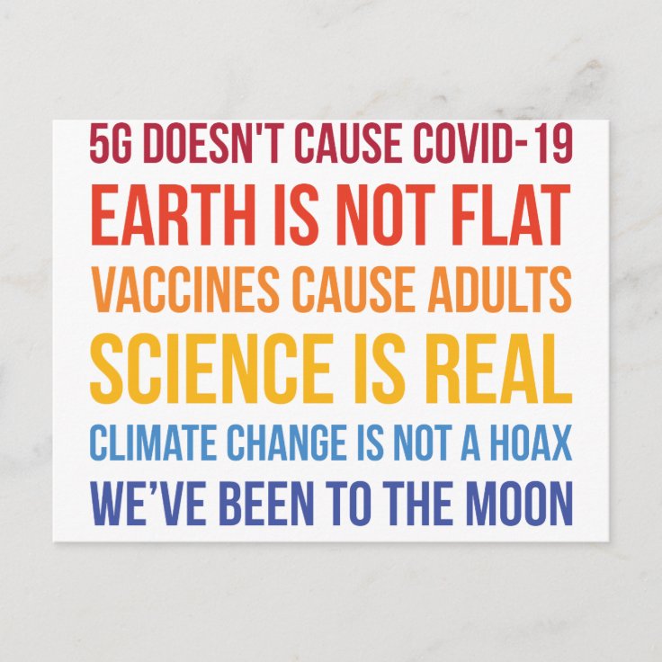 Vaccines Science Climate Change Is Real 5G Covid Postcard | Zazzle