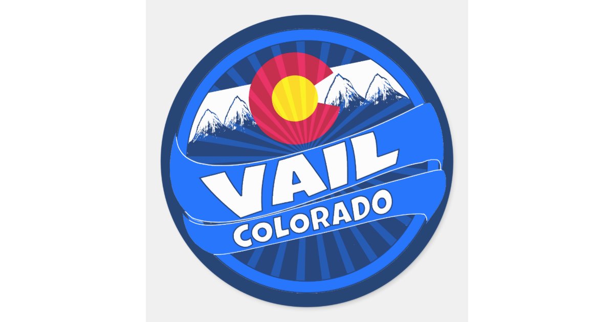 Vail Colorado mountain burst sticker | Zazzle