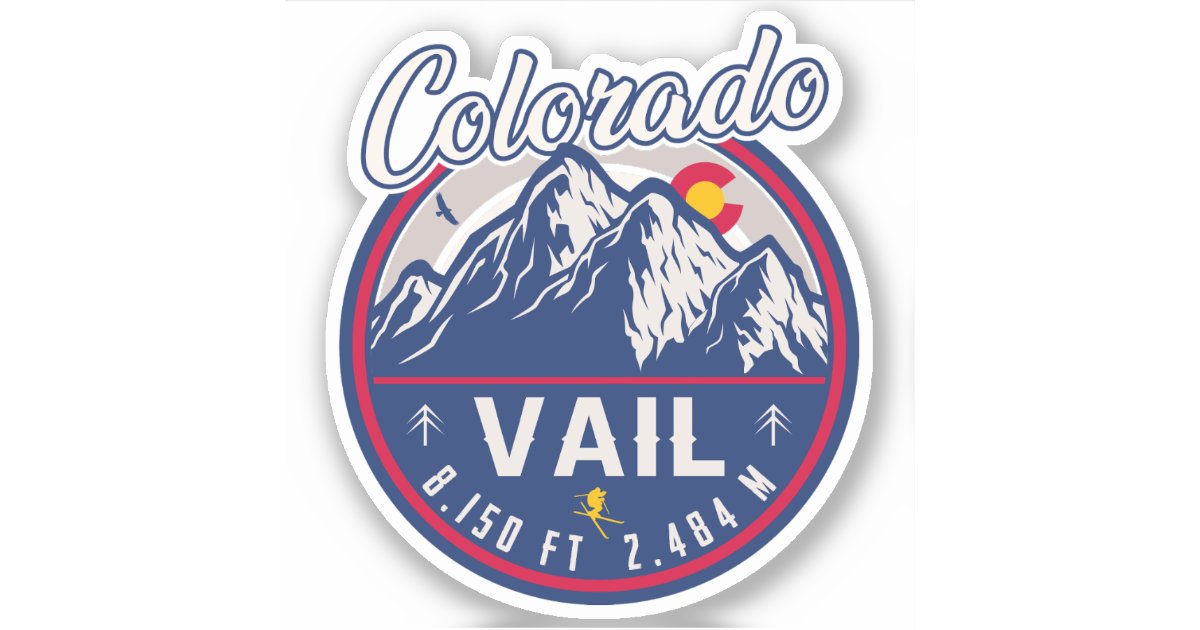 Vail Colorado Mountain Retro Sunset Souvenirs Sticker | Zazzle