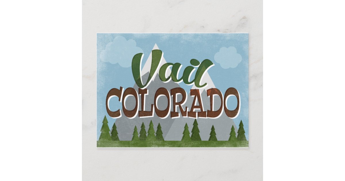 Vail Colorado Postcard Fun Retro Snowy Mountains | Zazzle