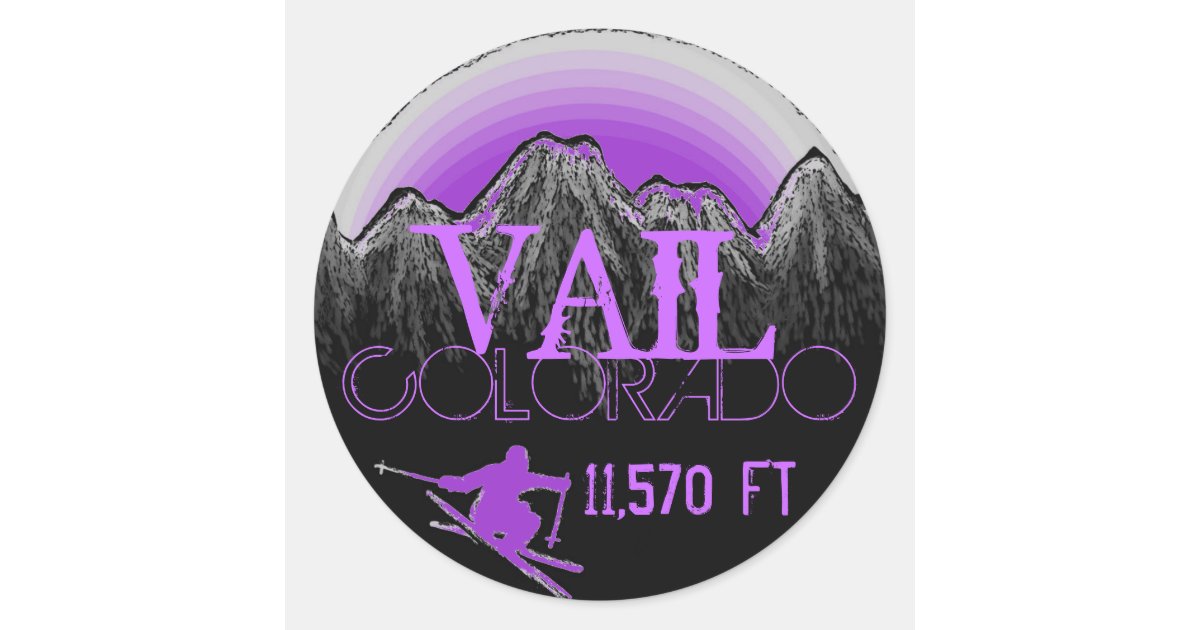 Vail Colorado purple ski mountain stickers | Zazzle