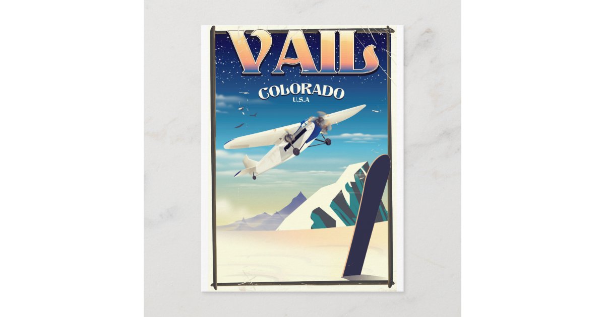Vail Colorado vintage travel poster Postcard | Zazzle