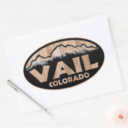 Vail Colorado wood sign oval stickers | Zazzle