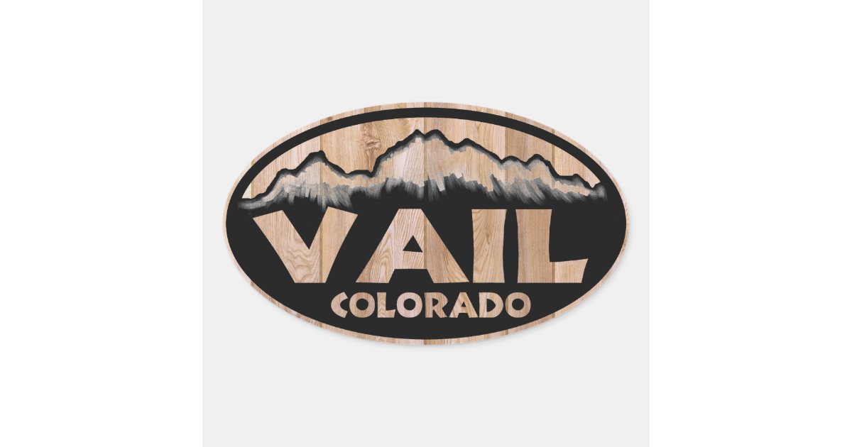 Vail Colorado wood sign oval stickers | Zazzle