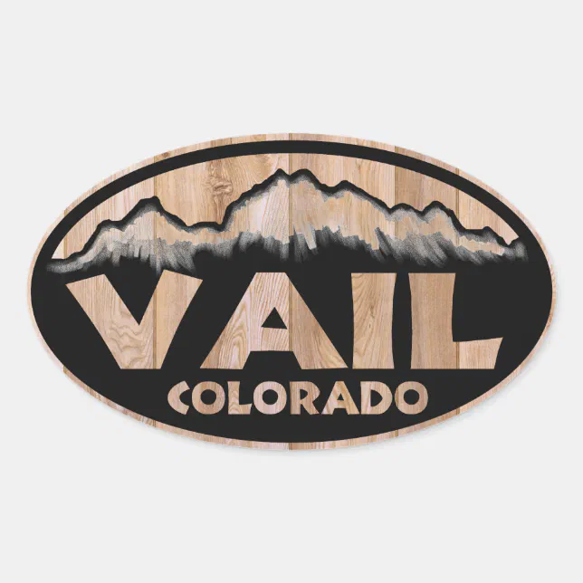 Vail Colorado wood sign oval stickers | Zazzle