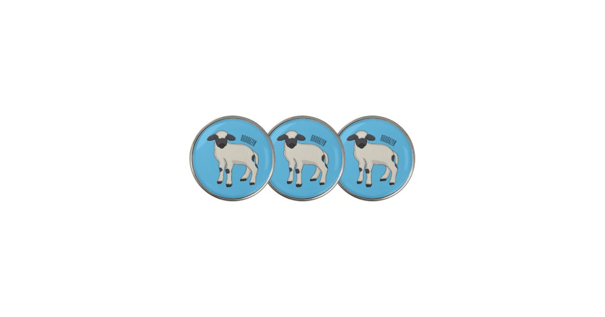 Valais Blacknose sheep cartoon illustration Golf Ball Marker | Zazzle