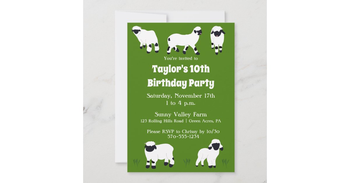 Valais Blacknose Sheep Farm Themed Party Invitation | Zazzle