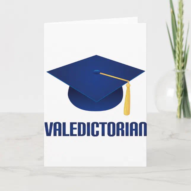 Valedictorian Blue Grad Hat Graduation Gift Card | Zazzle