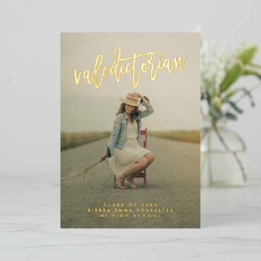 Valedictorian Graduation Foil Invitation | Zazzle