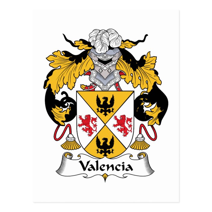 Valencia Family Crest Postcard | Zazzle.com
