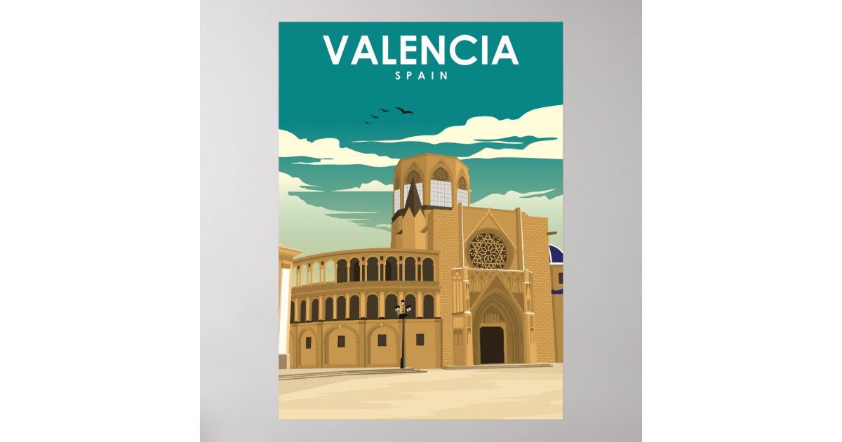 Valencia Spain Vintage Minimal Travel Poster | Zazzle