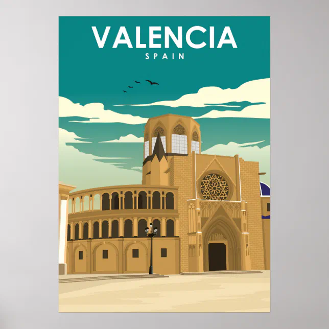 Valencia Spain Vintage Minimal Travel Poster | Zazzle