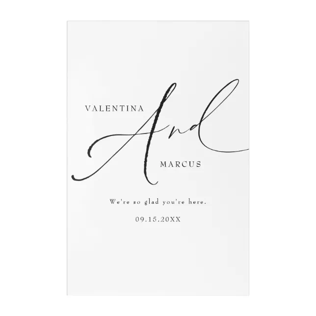 VALENTINA Elegant Minimalist Script Wedding Acrylic Print | Zazzle