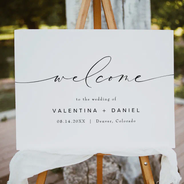 VALENTINA Modern Elegant Script Wedding Welcome Foam Board | Zazzle