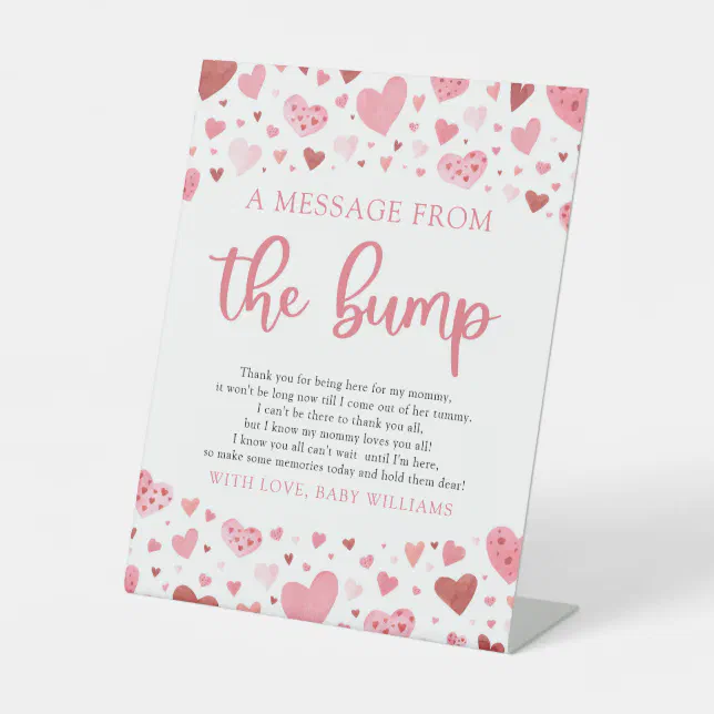 Valentine A Message From The Bump Baby Shower Sign | Zazzle